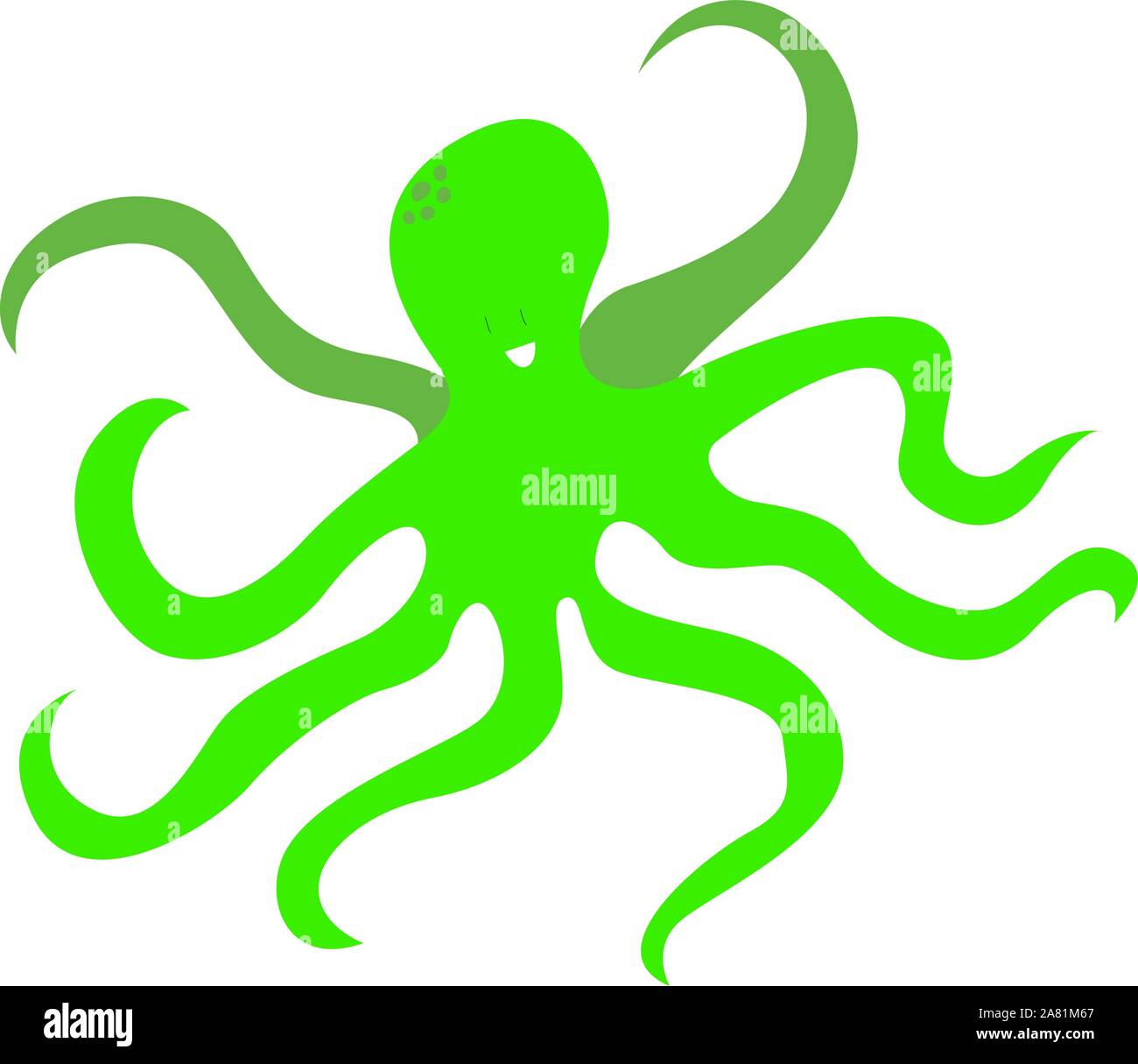 Green octopus, illustration, vector on white background Stock Vector ...