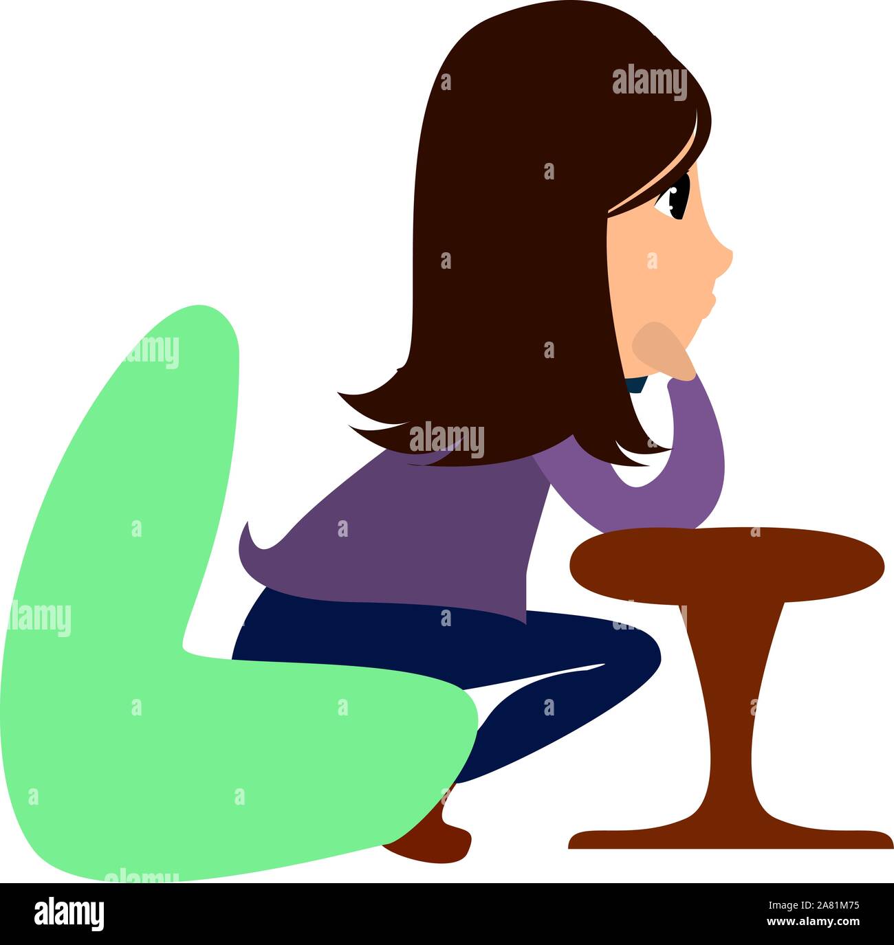 Girl thinking, illustration, vector on white background Stock Vector ...