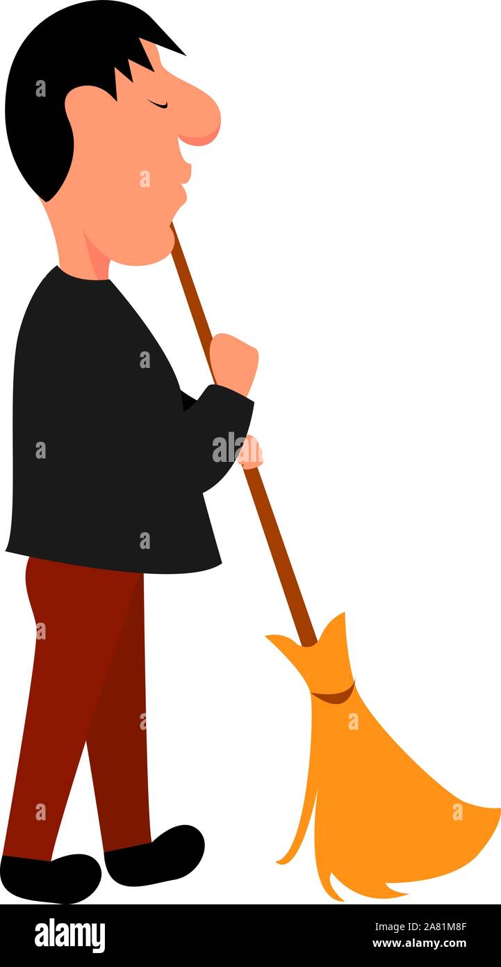 Janitor, illustration, vector on white background Stock Vector Image ...