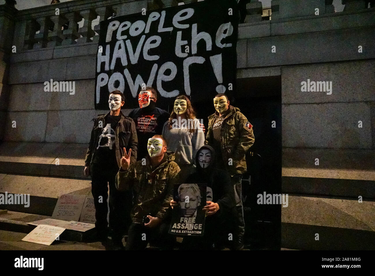People wearing Guy Fawkes masks at the Annual "Million Mask March" in ...