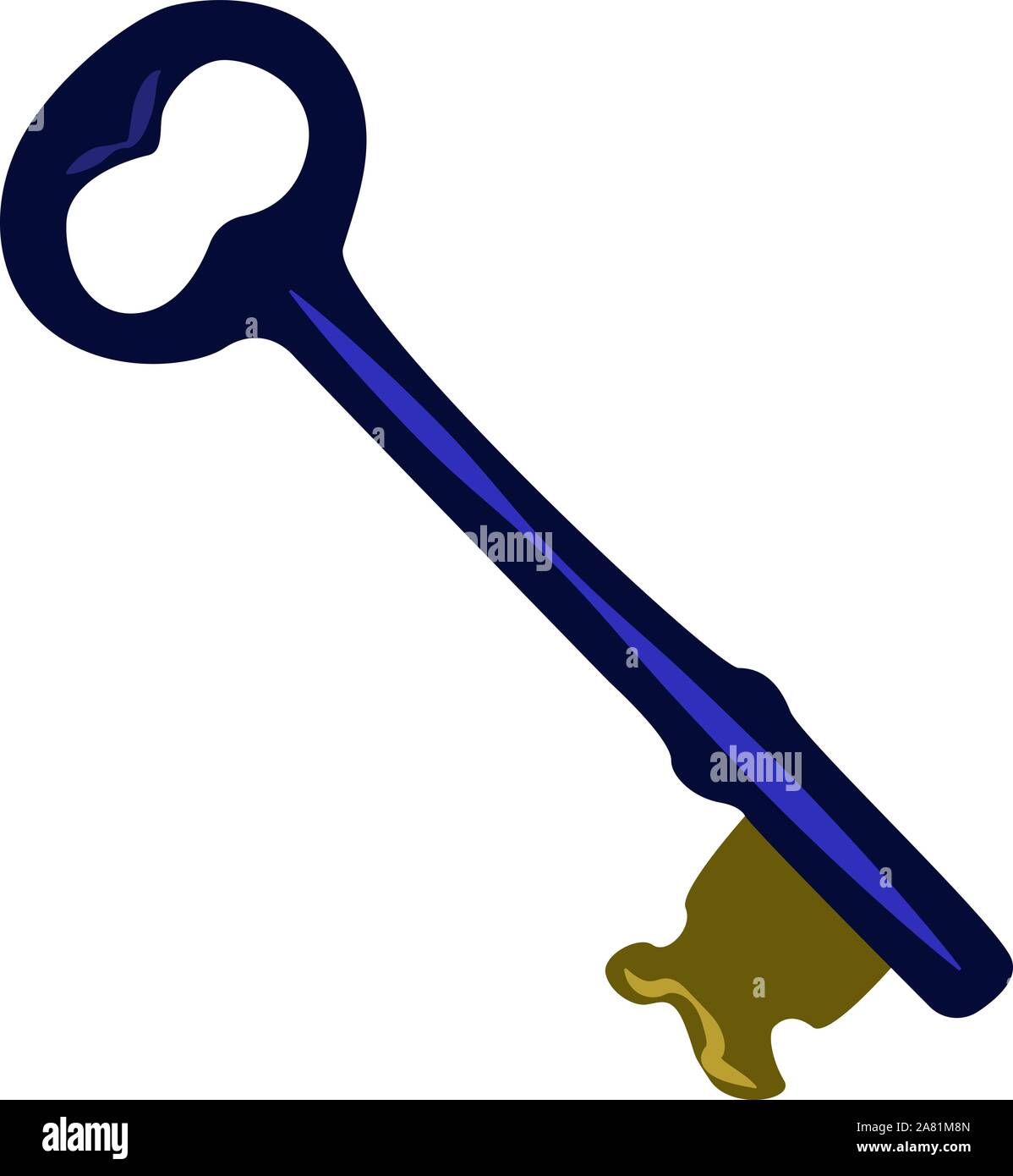Blue key, illustration, vector on white background Stock Vector Image ...