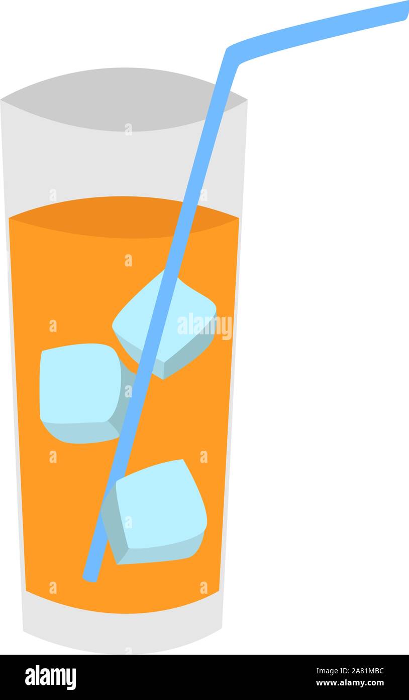 Juice with ice, illustration, vector on white background Stock Vector ...