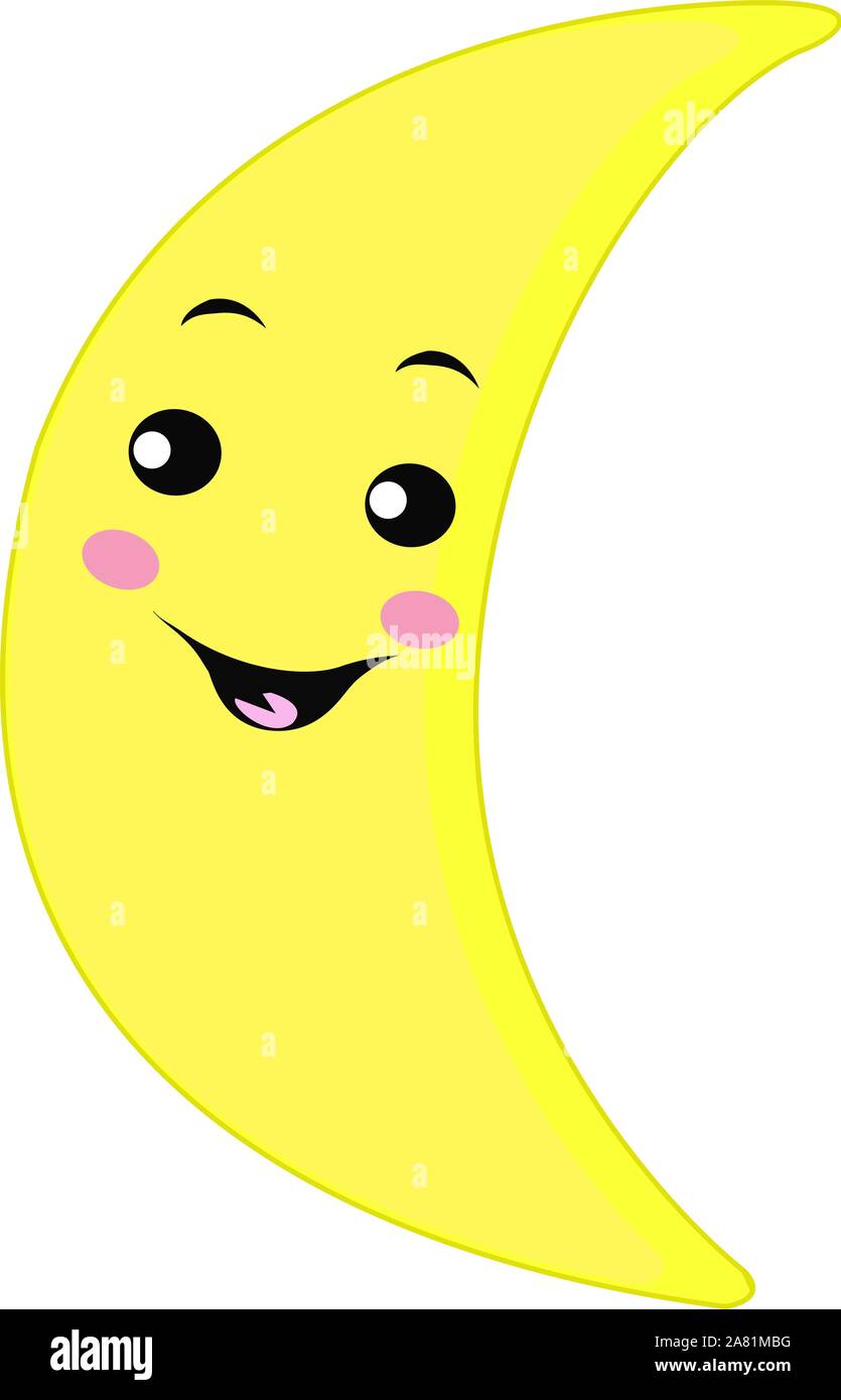 Moon smiling, illustration, vector on white background Stock Vector ...