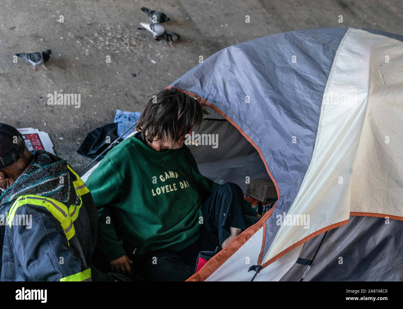 Usa. 3rd Nov, 2019. Homeless in Austin are forced to move from their ...