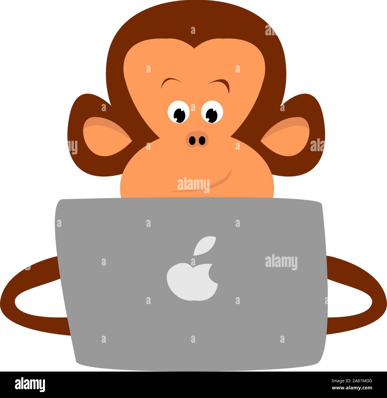Monkey at work, illustration, vector on white background Stock Vector ...