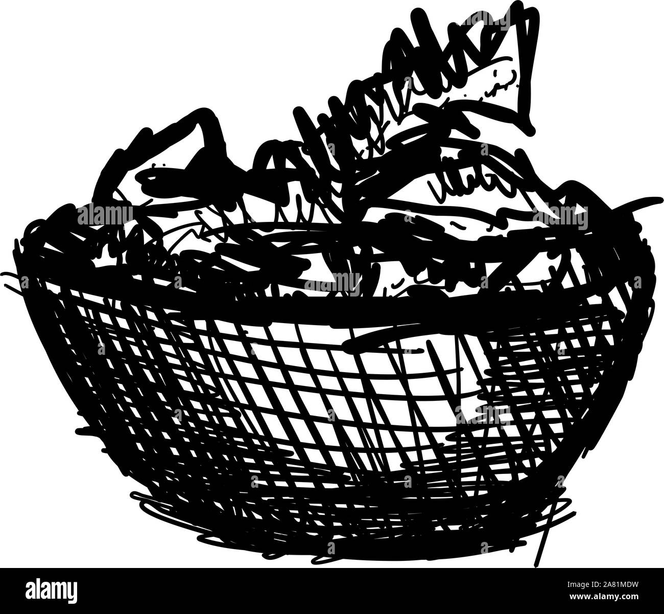 Bamboo basket vector vectors hi-res stock photography and images - Alamy
