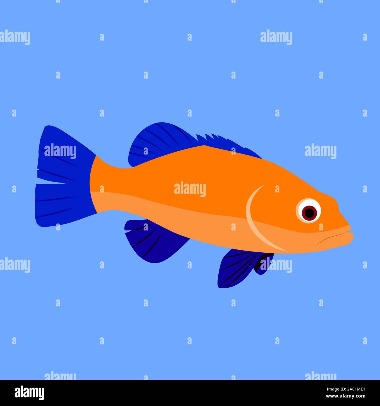 Yellow fish, illustration, vector on white background Stock Vector ...