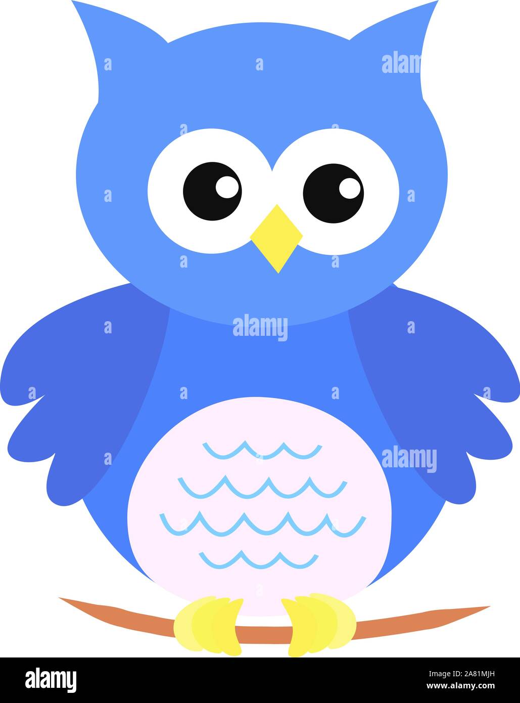 Blue owl, illustration, vector on white background Stock Vector Image ...