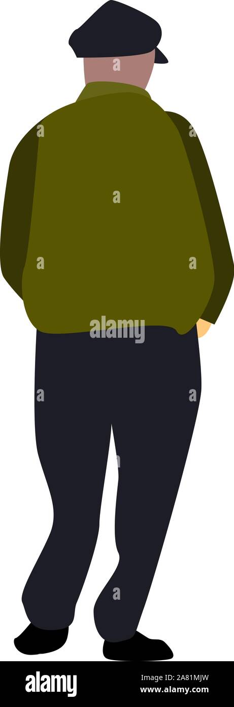 Man with hat, illustration, vector on white background Stock Vector ...