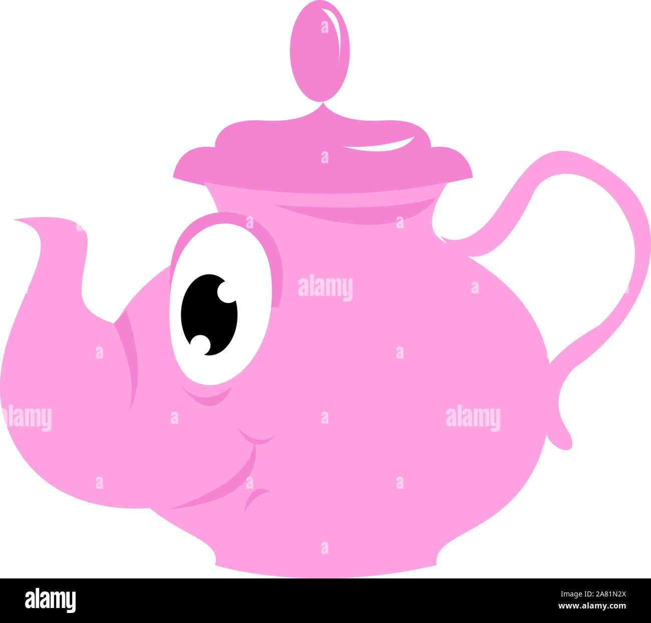 Pink tea pot, illustration, vector on white background Stock Vector ...