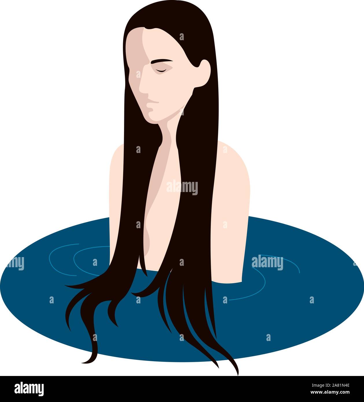 Woman in water, illustration, vector on white background Stock Vector ...