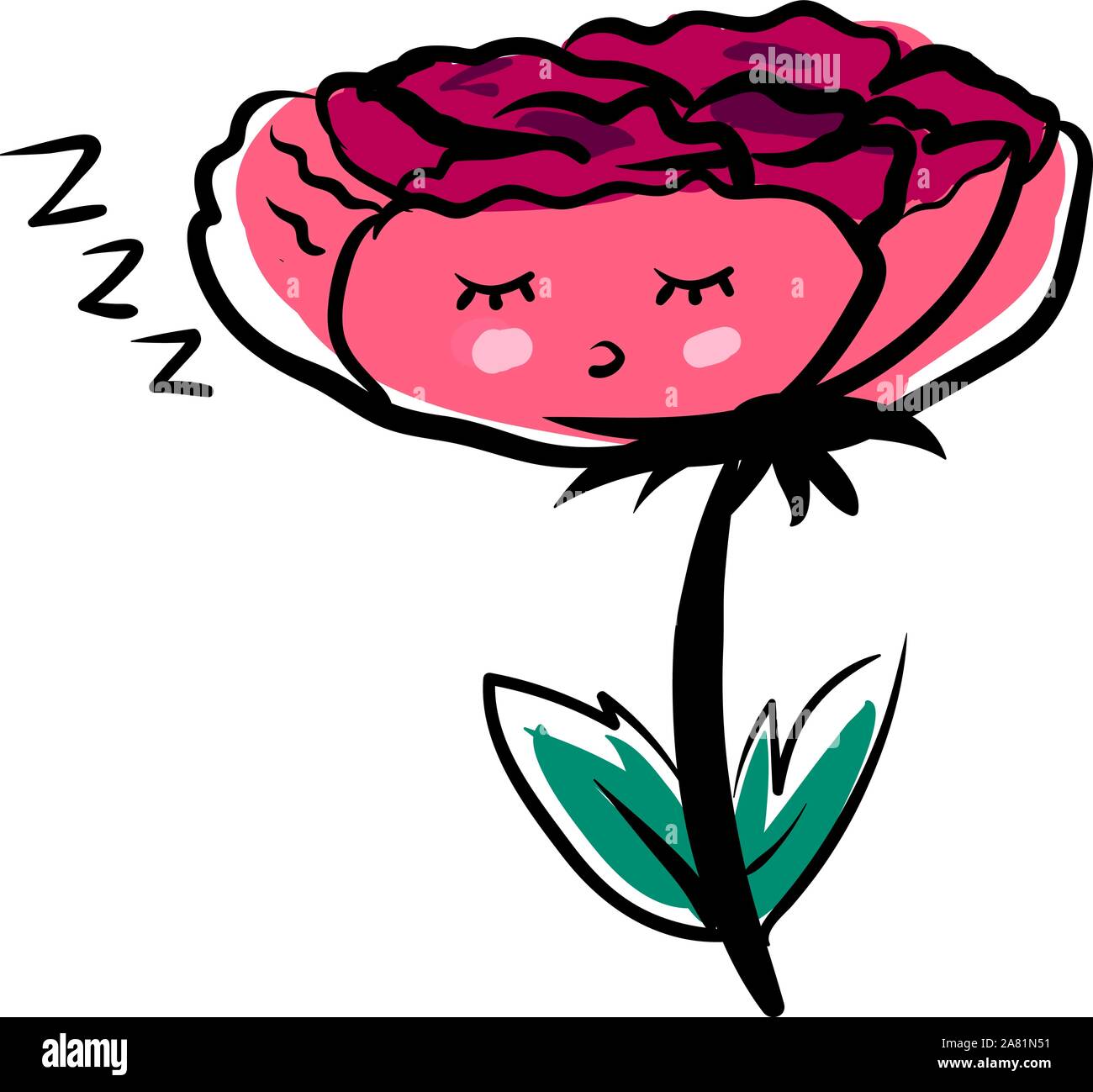 Peony sleeping, illustration, vector on white background Stock Vector ...