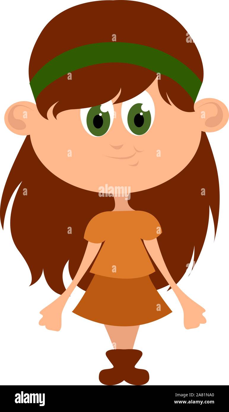 Little girl, illustration, vector on white background Stock Vector ...