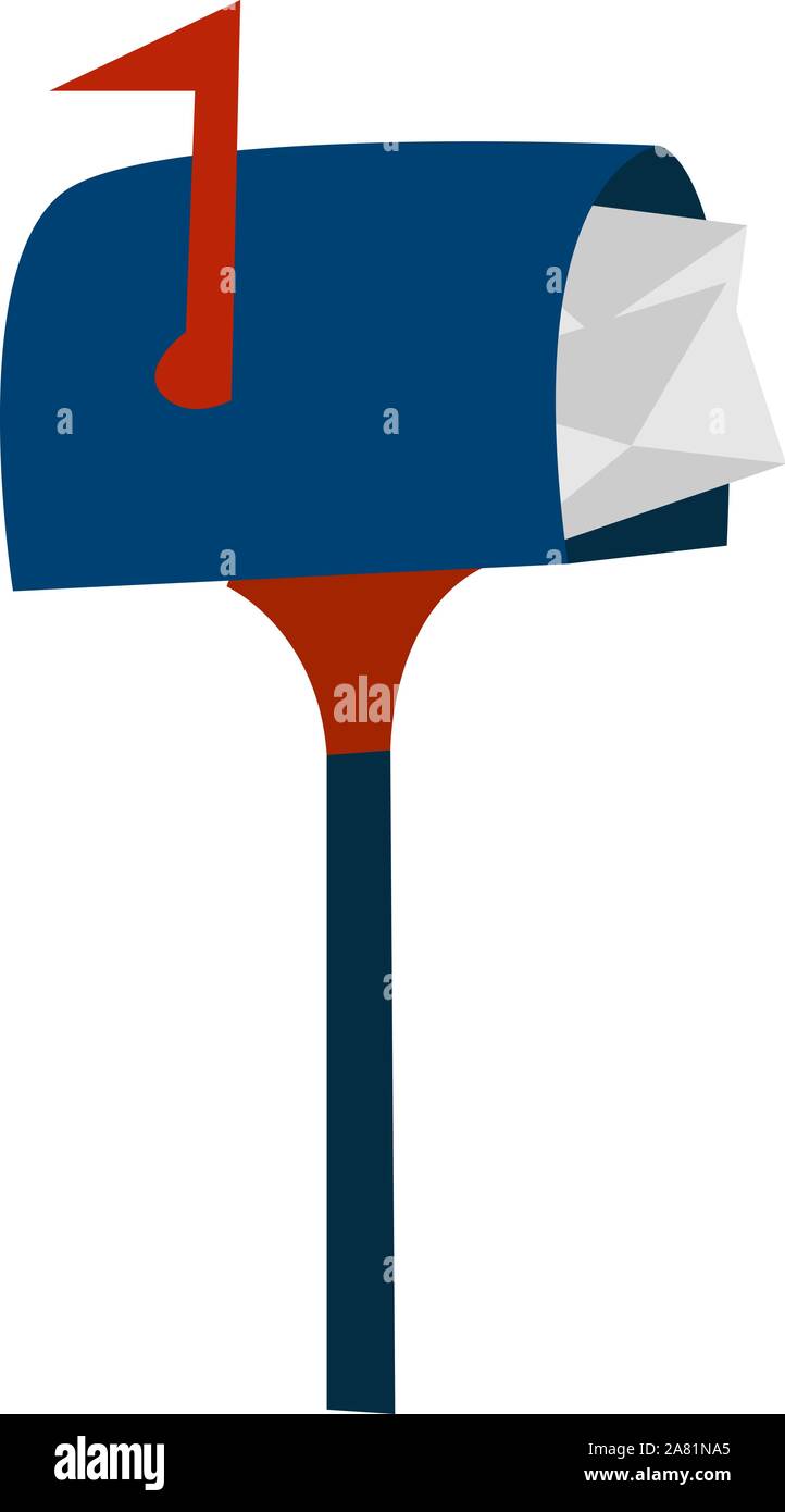 Blue mailbox, illustration, vector on white background Stock Vector ...