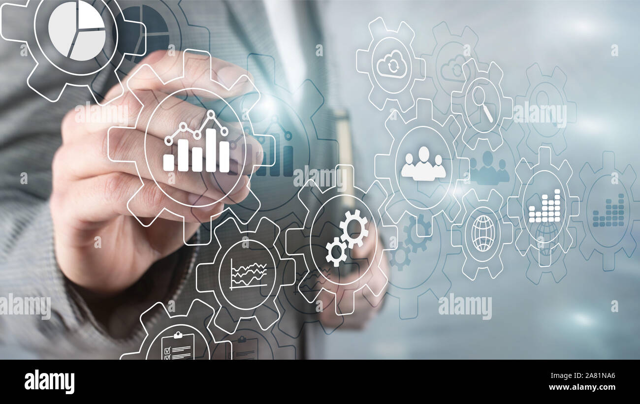 Workflow and automation technology concept. Business process abstract ...