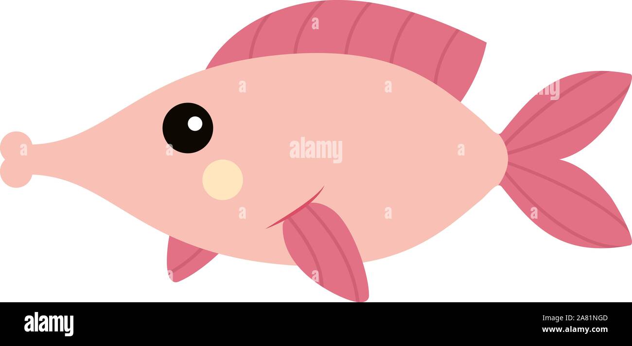 Pink fish, illustration, vector on white background Stock Vector Image ...
