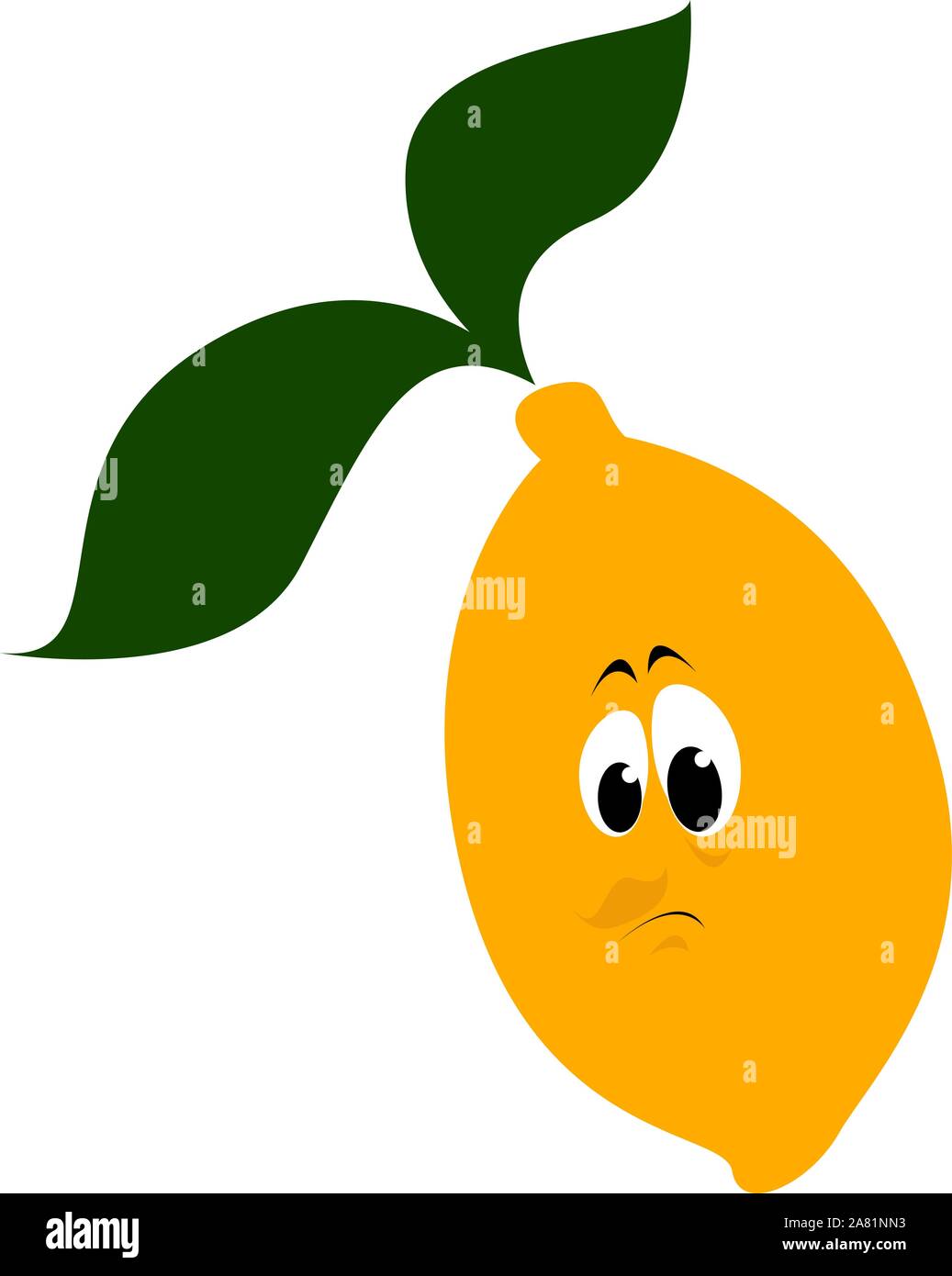 Sad lemon, illustration, vector on white background Stock Vector Image ...