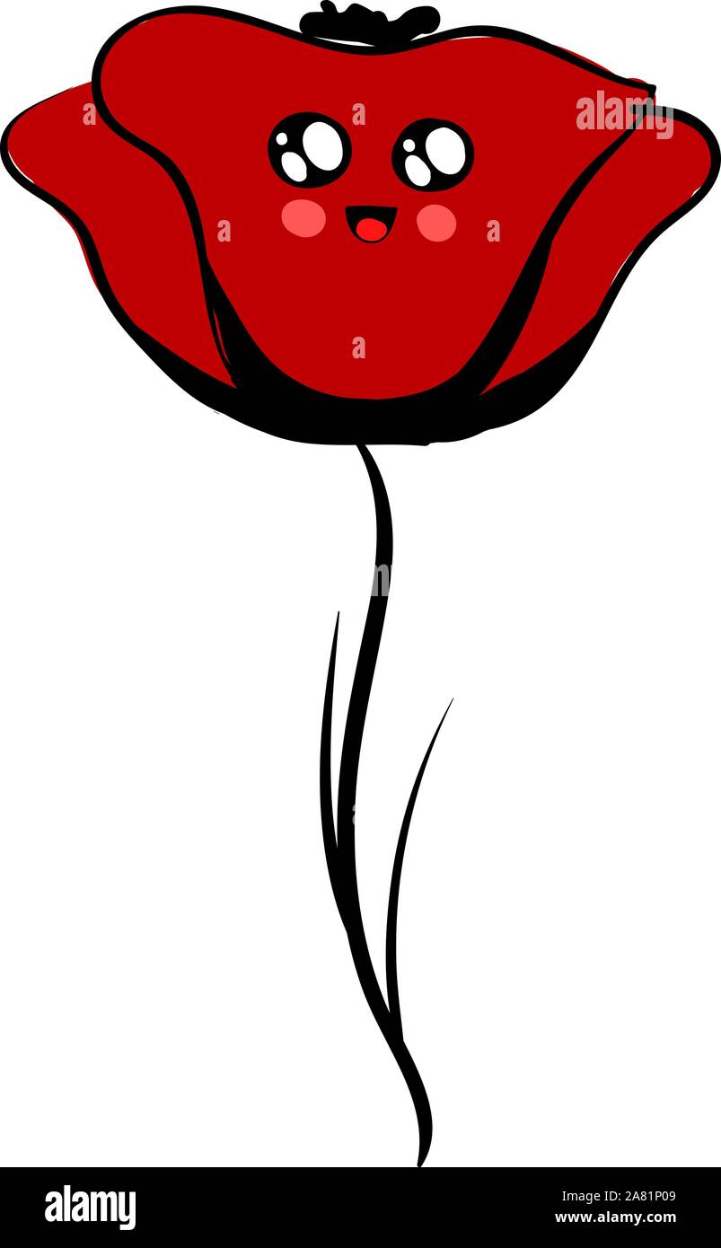 Cute poppy, illustration, vector on white background Stock Vector Image ...