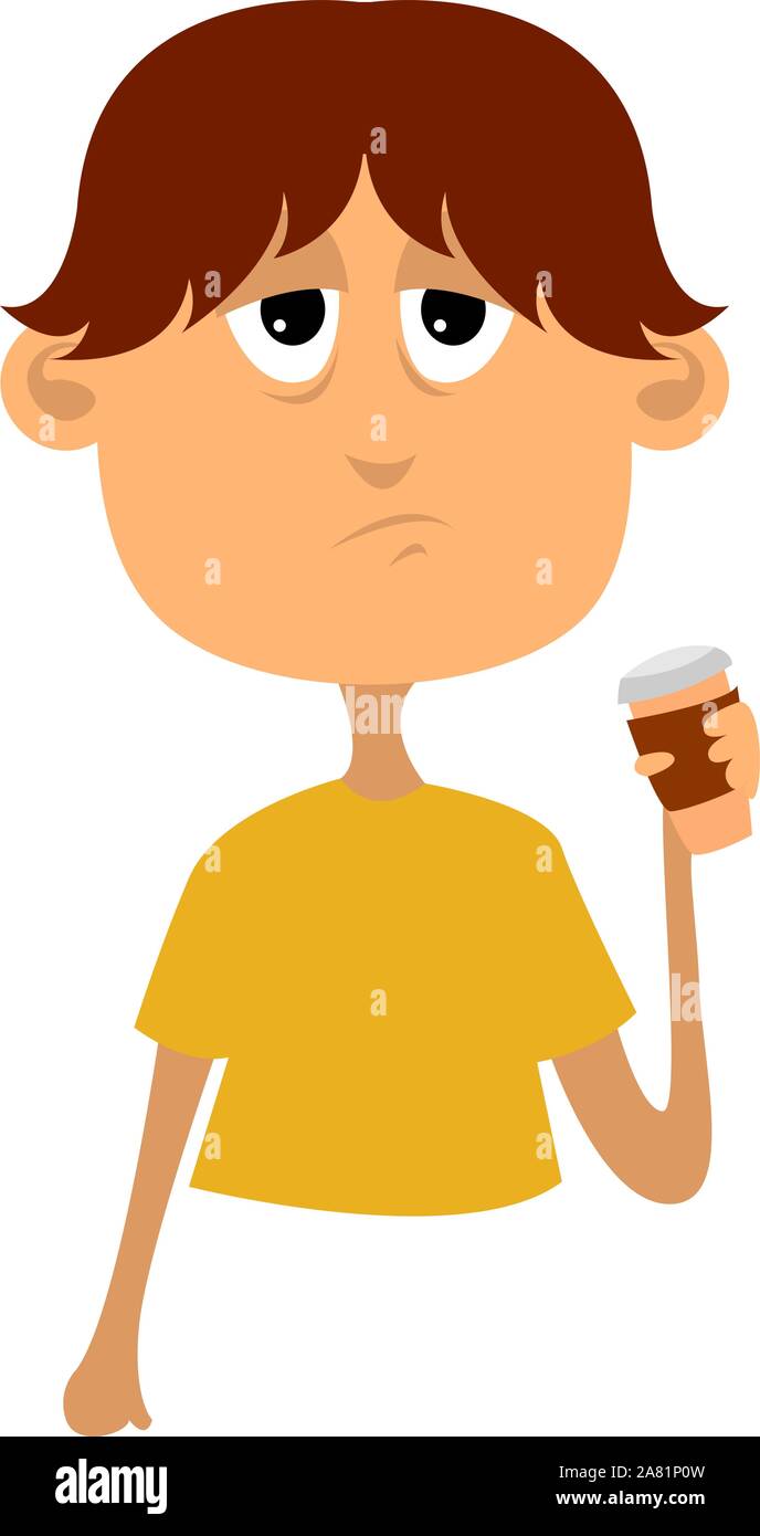 Tired man, illustration, vector on white background Stock Vector Image ...