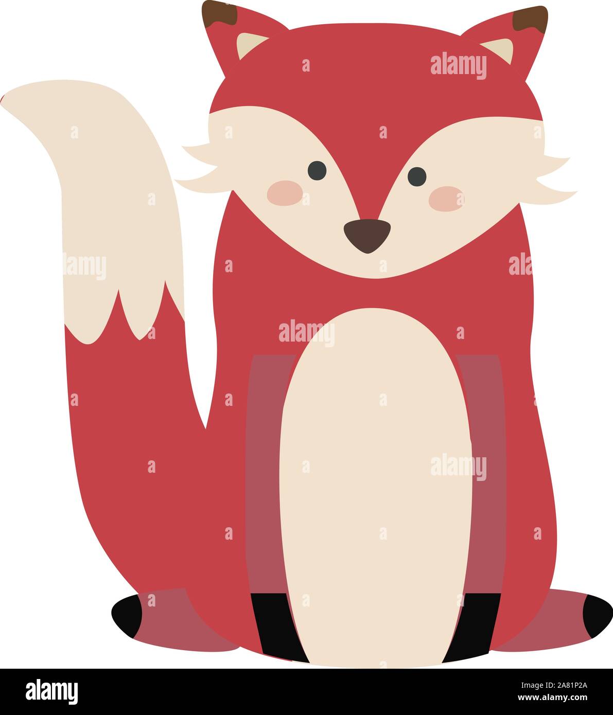Pink fox, illustration, vector on white background Stock Vector Image ...