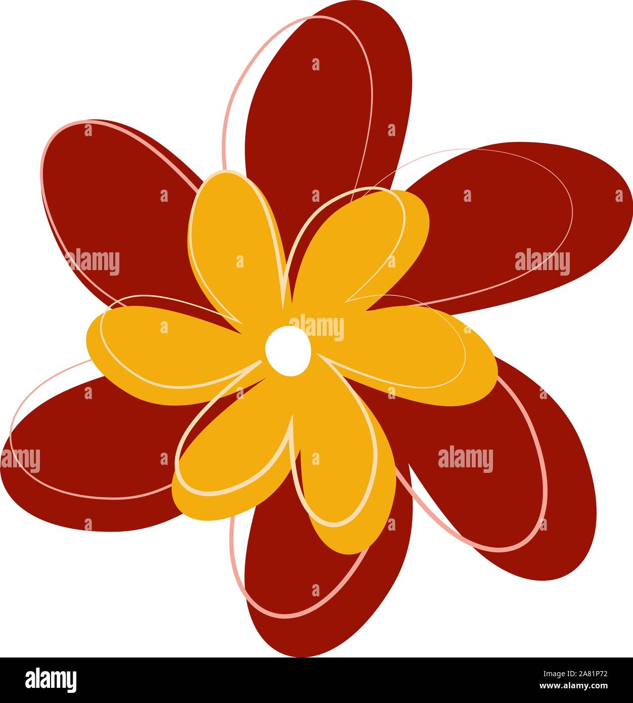 Red and yellow flower, illustration, vector on white background Stock ...
