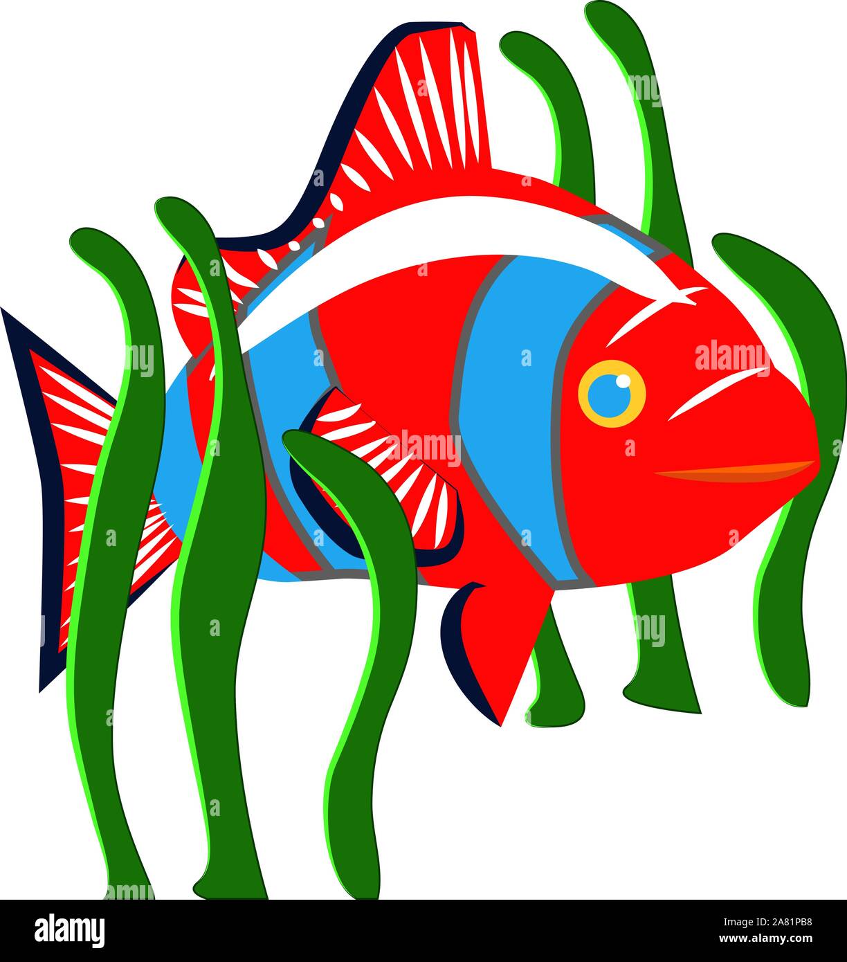 Red fish, illustration, vector on white background Stock Vector Image ...