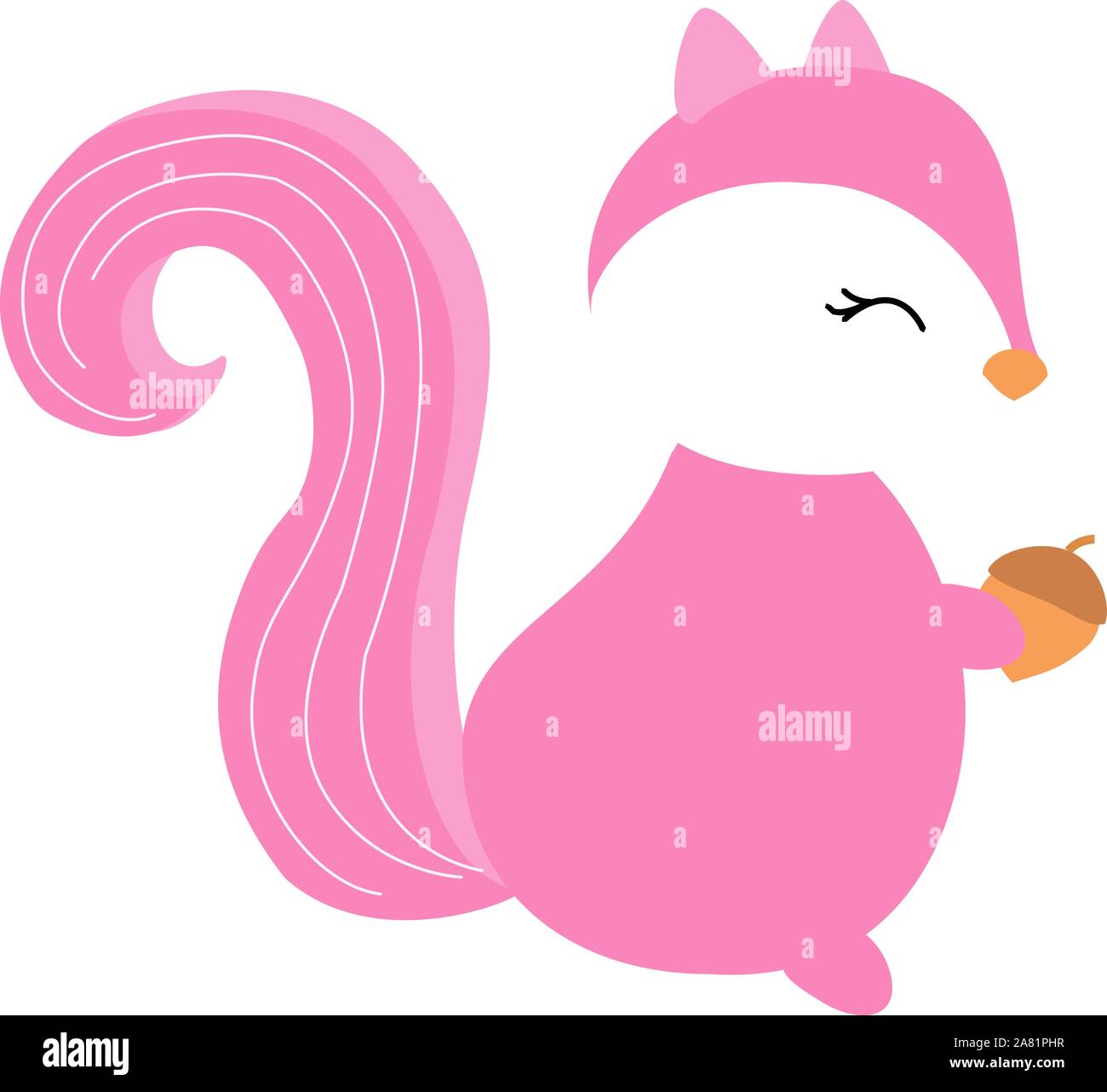 Pink squirrel, illustration, vector on white background Stock Vector ...