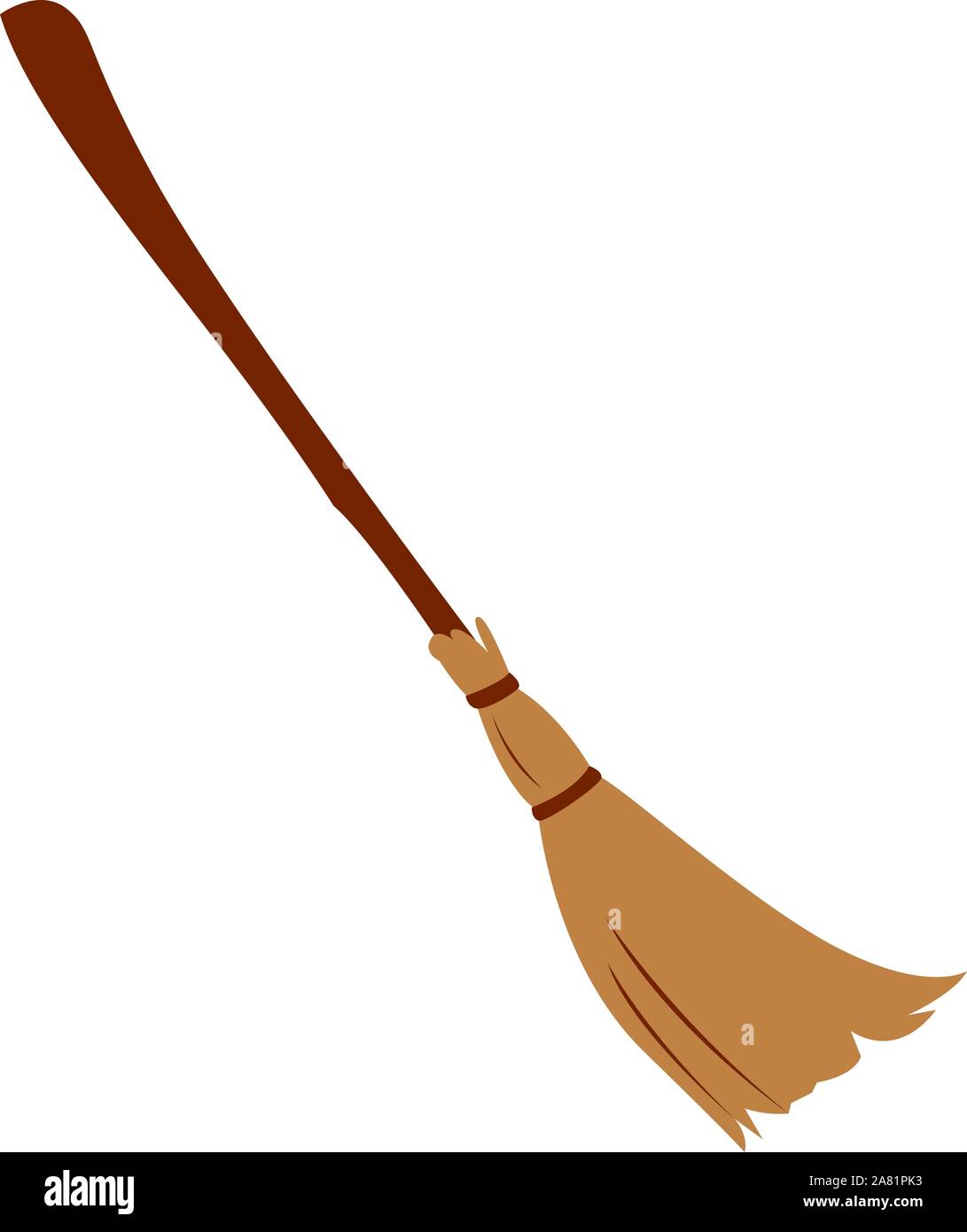 Broom, illustration, vector on white background Stock Vector Image ...