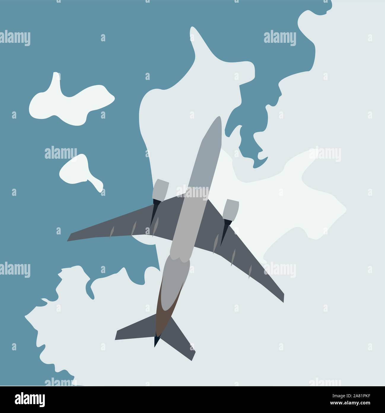 Airplane wing view on Stock Vector Images - Alamy