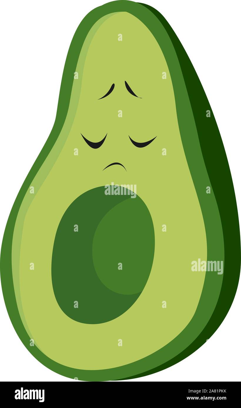 Sad avocado, illustration, vector on white background Stock Vector ...