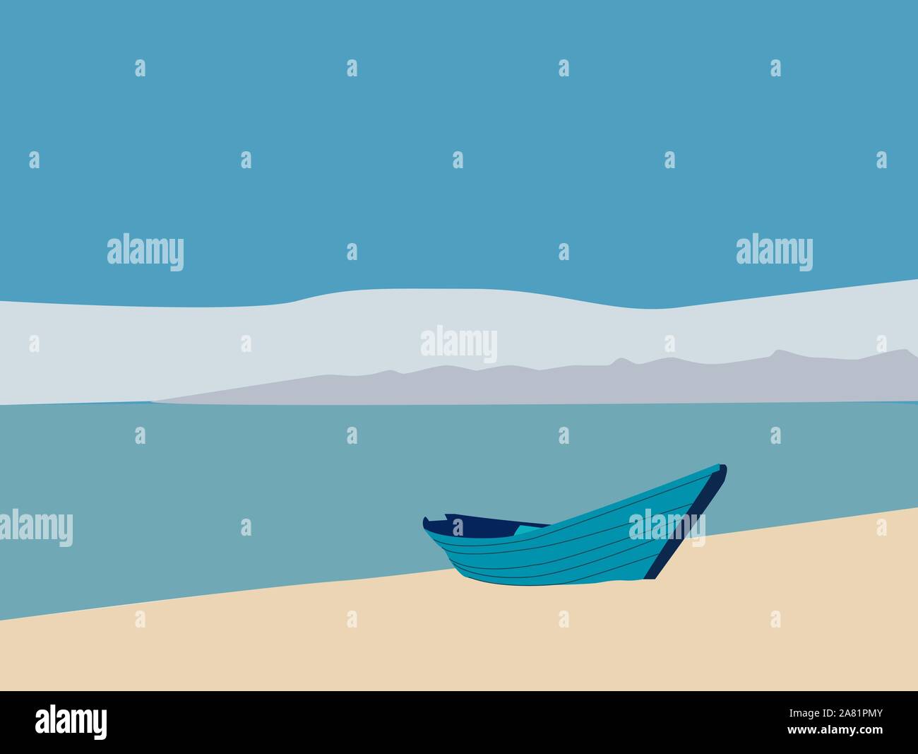 Blue boat, illustration, vector on white background Stock Vector Image ...