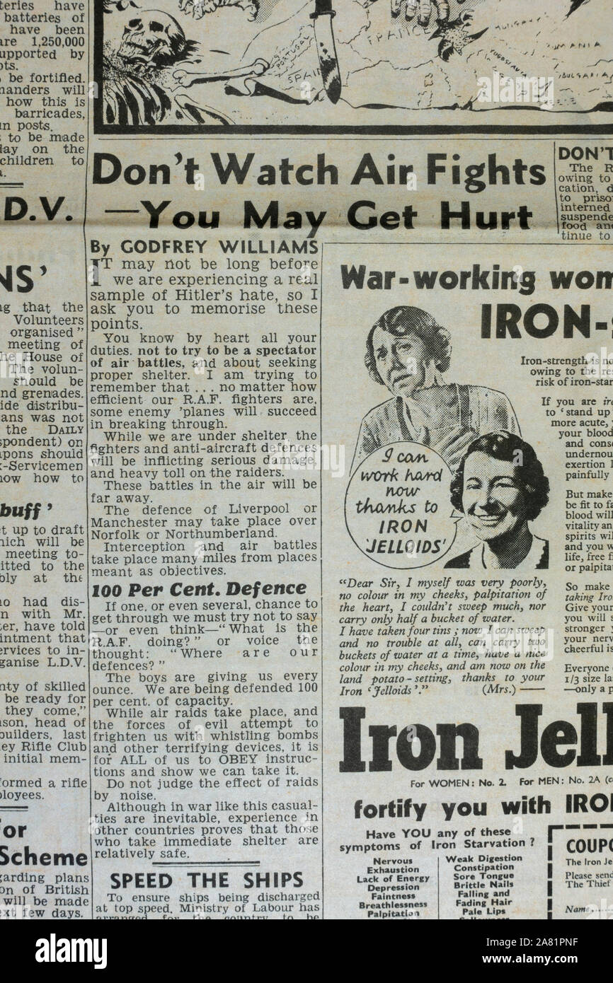 Battle of britain newspaper 1940 wwii hi-res stock photography and ...
