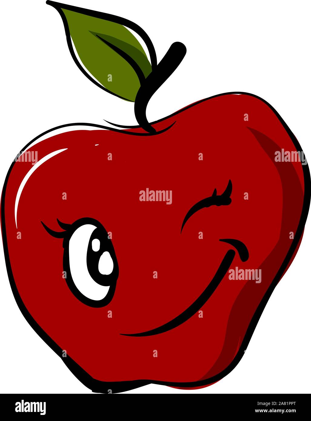 Winking apple, illustration, vector on white background Stock Vector ...