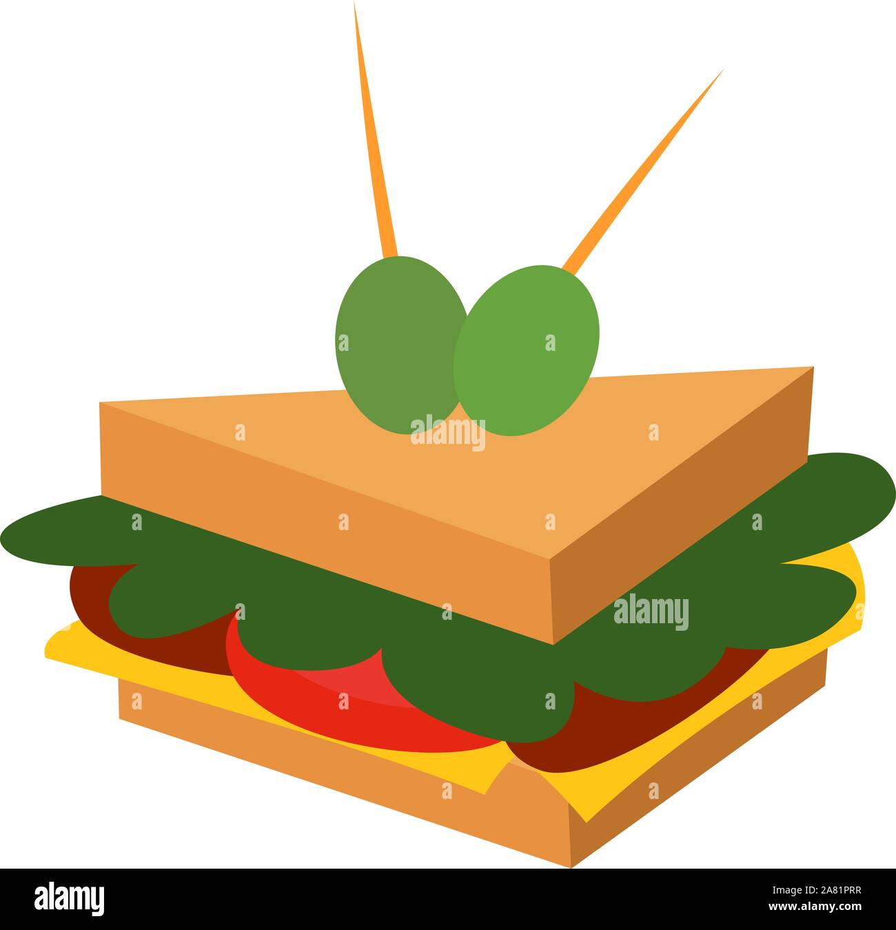 Sandwich, illustration, vector on white background Stock Vector Image ...