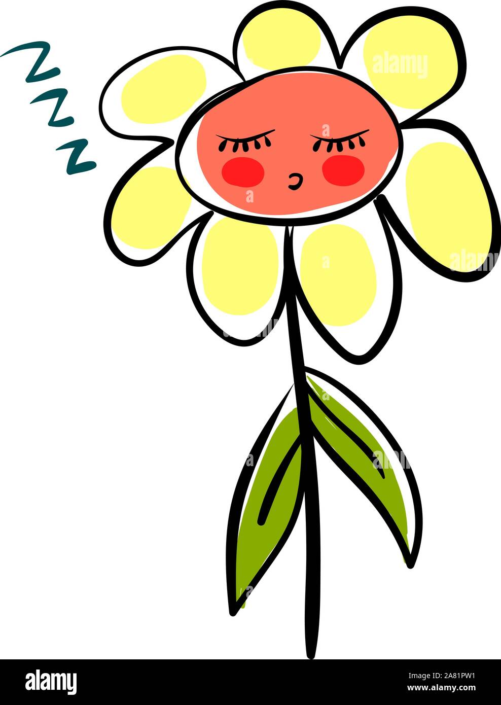 Sleeping flower, illustration, vector on white background Stock Vector ...