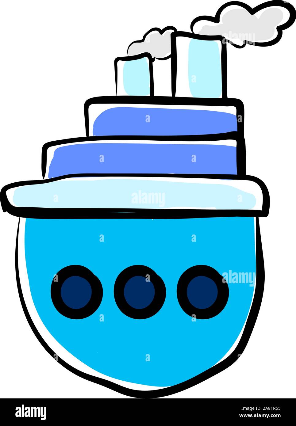 Blue ship, illustration, vector on white background Stock Vector Image ...