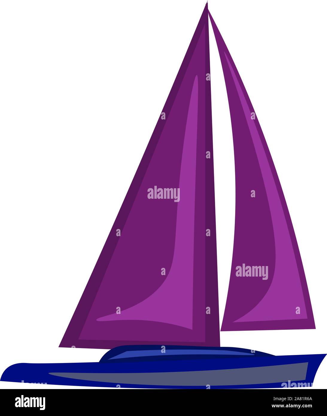 Purple boat, illustration, vector on white background Stock Vector ...