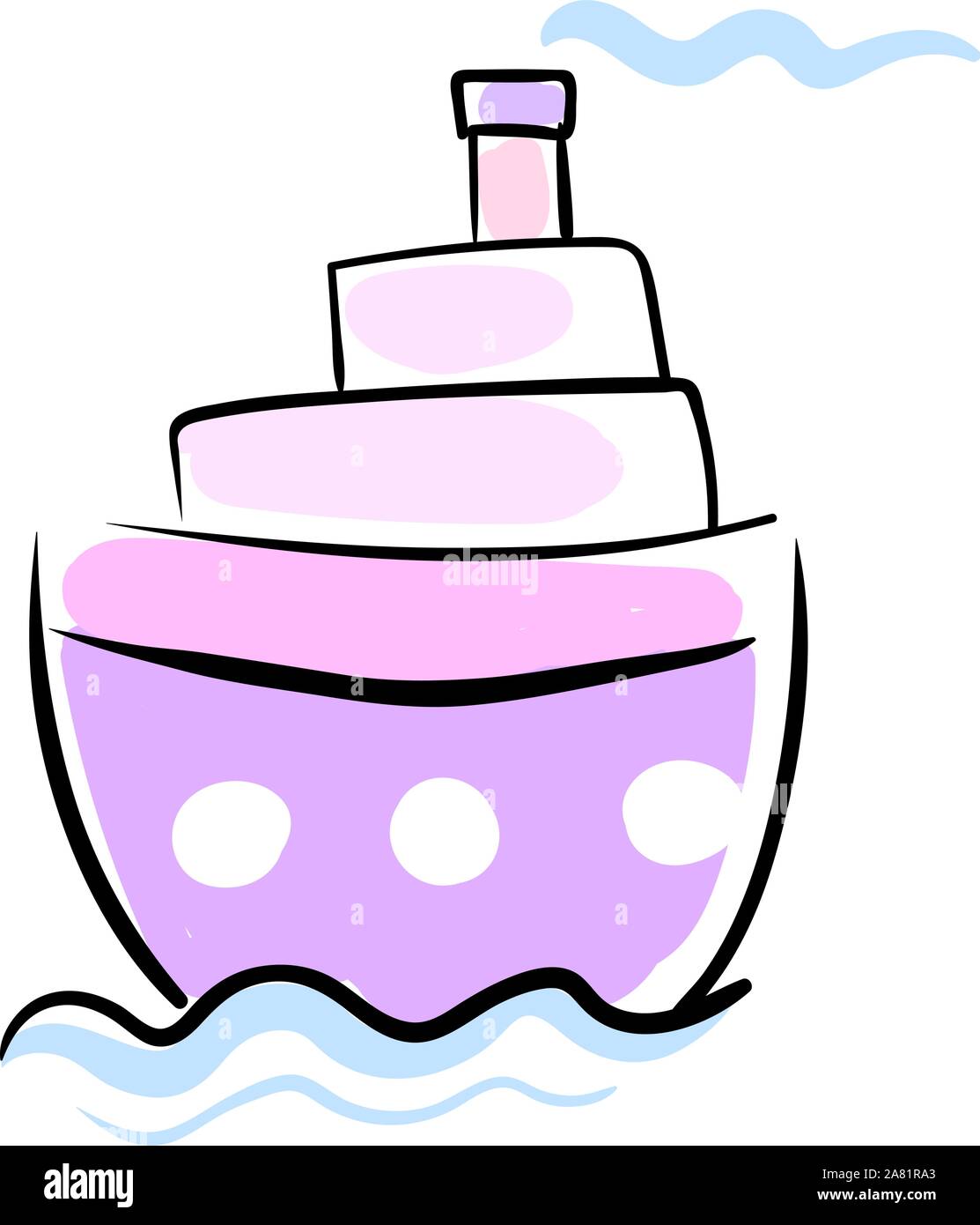 Pink boat, illustration, vector on white background Stock Vector Image ...