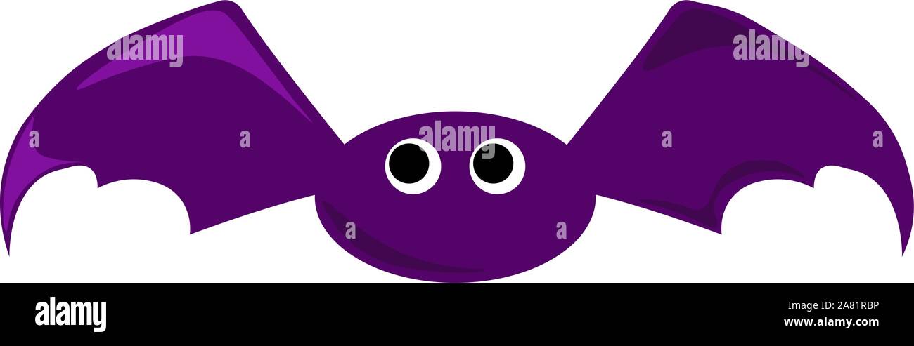 Purple bat, illustration, vector on white background Stock Vector Image ...