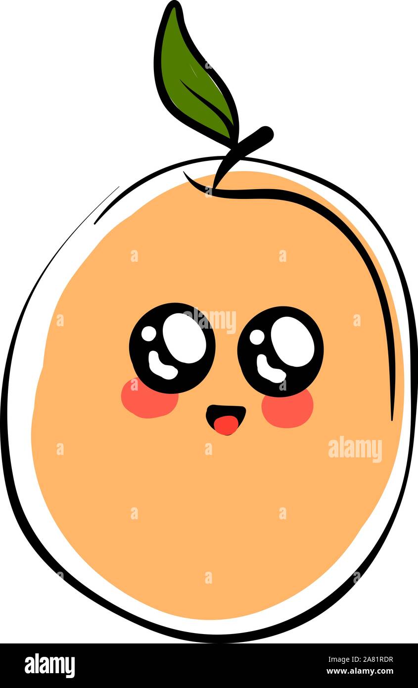 Cute apricot, illustration, vector on white background Stock Vector ...