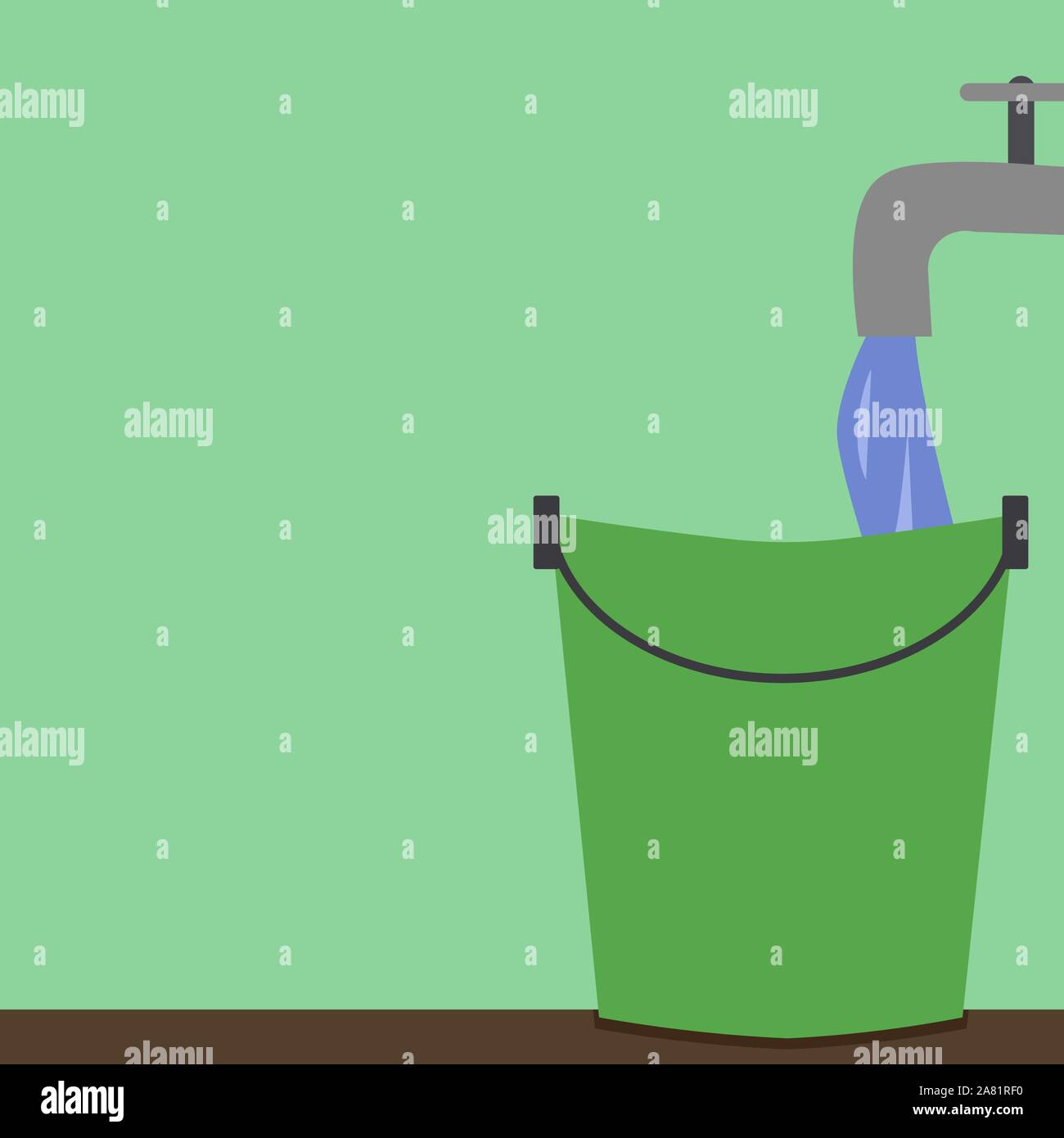Green bucket, illustration, vector on white background Stock Vector ...
