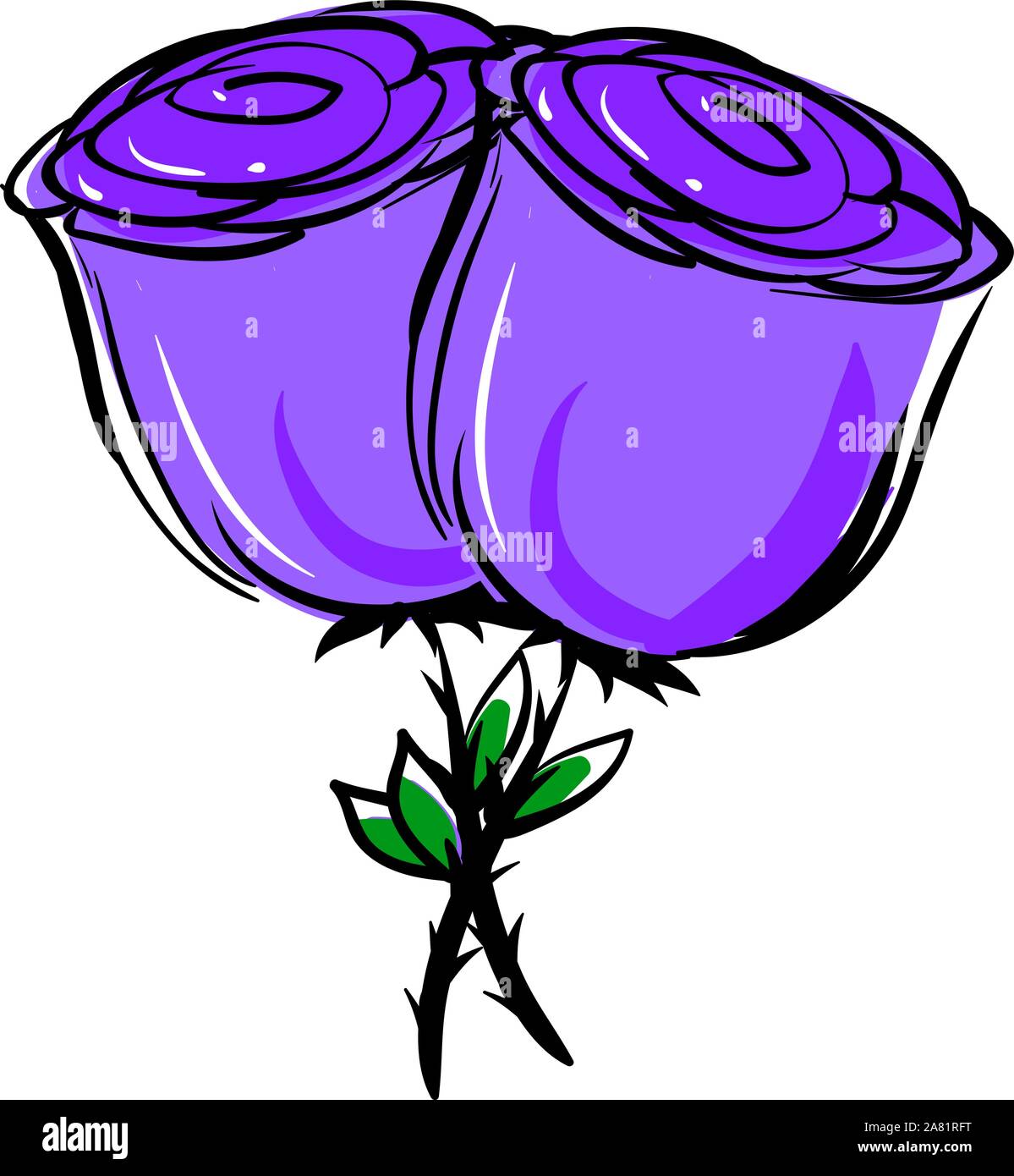 Purple rose, illustration, vector on white background Stock Vector ...
