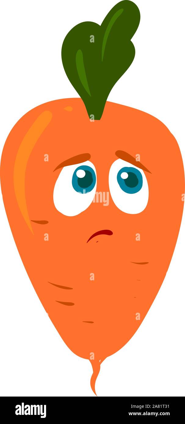 Sad carrot, illustration, vector on white background Stock Vector Image ...