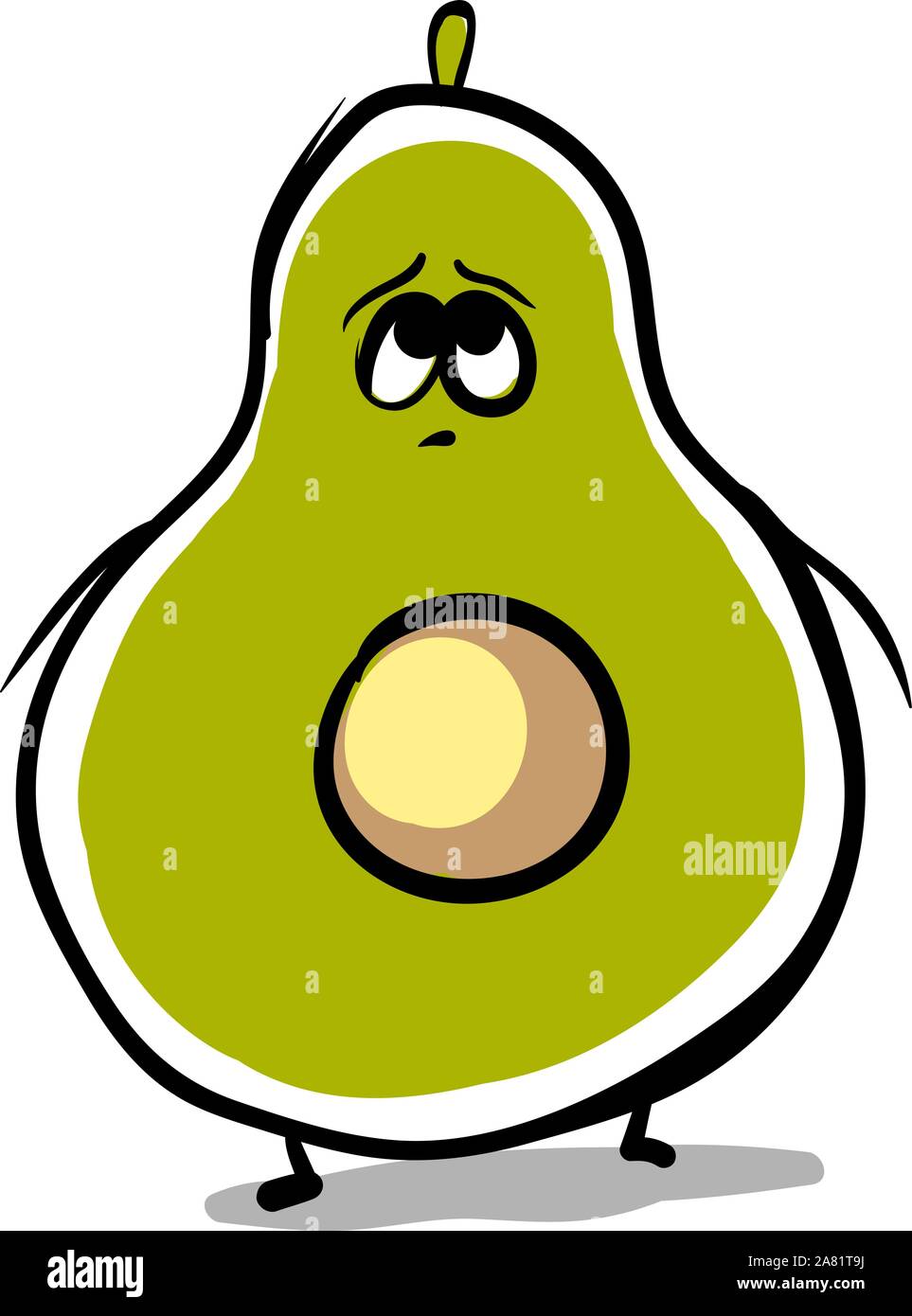 Sad avocado, illustration, vector on white background Stock Vector ...
