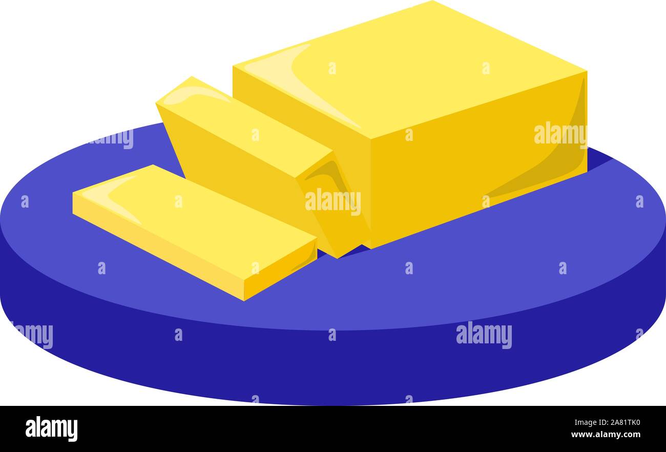 Butter on plate, illustration, vector on white background Stock Vector ...