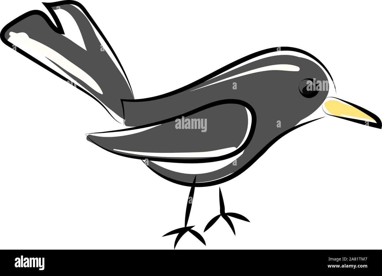 Silver bird, illustration, vector on white background Stock Vector ...