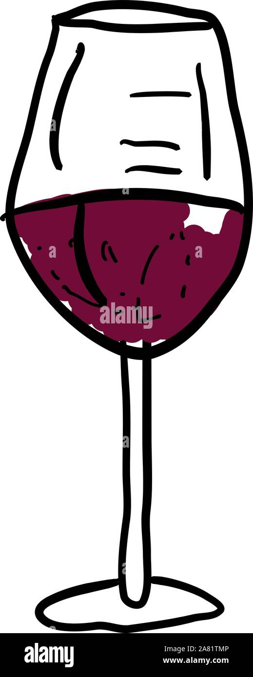 Glass of wine, illustration, vector on white background Stock Vector ...