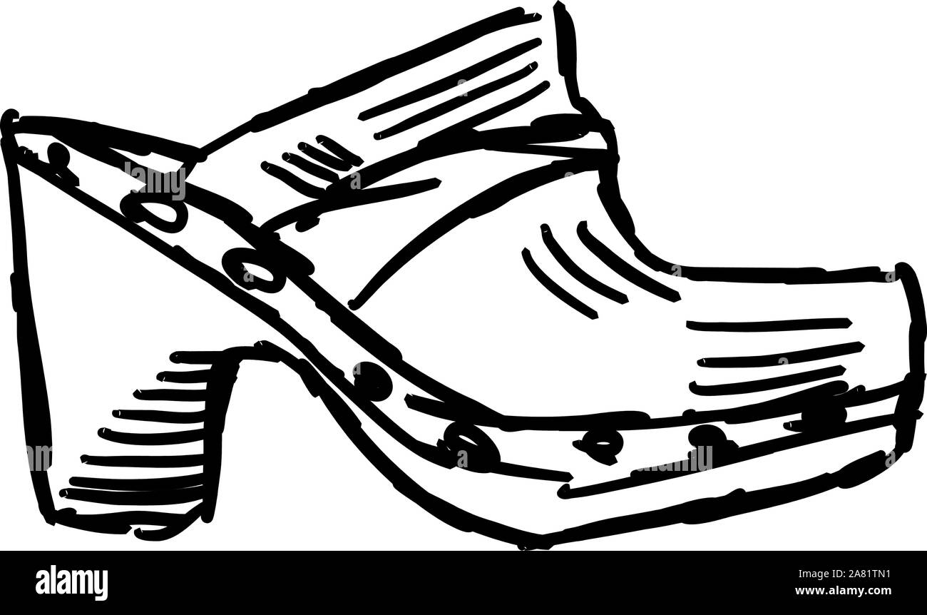Clogs sketch, illustration, vector on white background Stock Vector ...
