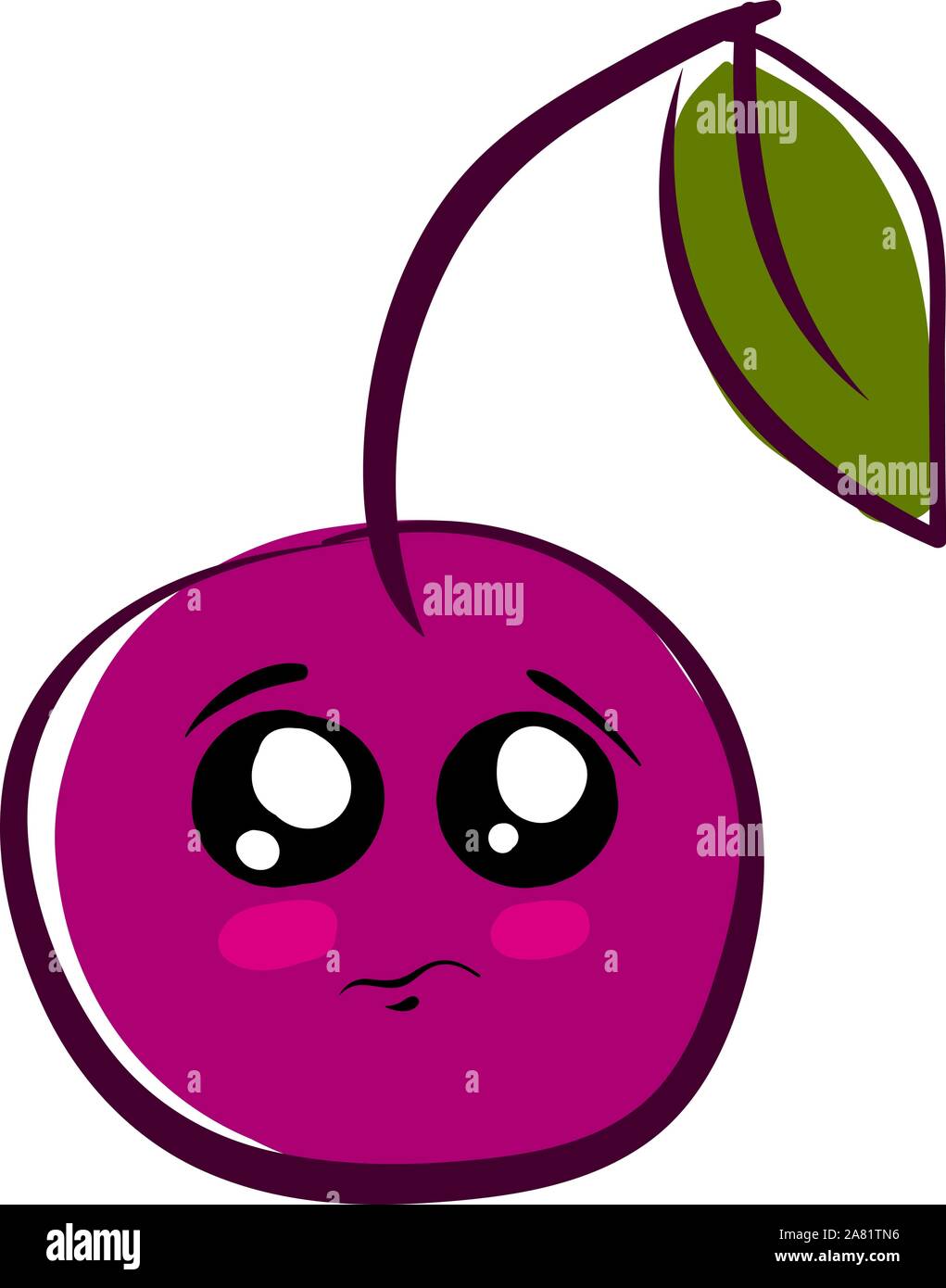 Sad cherry, illustration, vector on white background Stock Vector Image ...