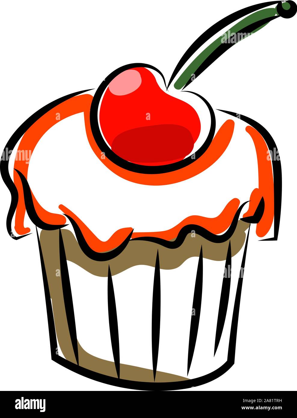Cake with cherry, illustration, vector on white background Stock Vector ...